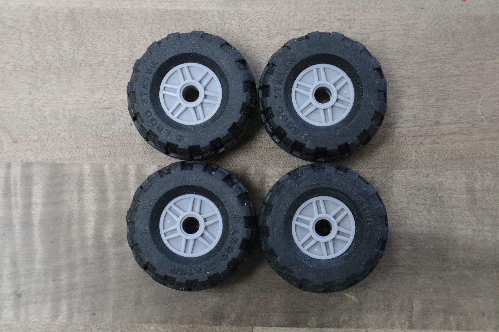 4 LEGO Tires 56891 37x18 with 4 Medium Stone Grey Rims 55981 | eBay