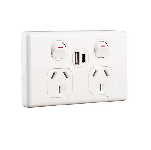 5x 4.2 Amp Dual USB+USB-C Double Power Point 10 Amp GPO CLASSIC CL ...