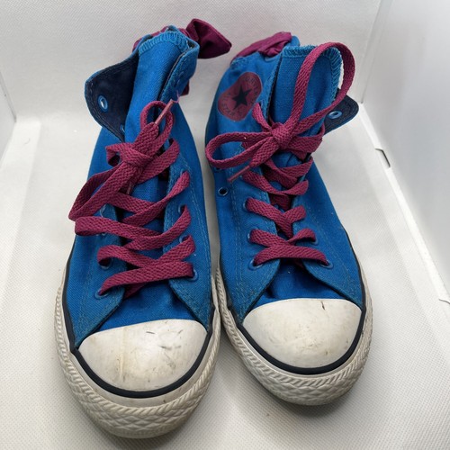 Converse Chuck Taylor Junior Girl Size 4 Cyan Blue Pink Bow High Top ...
