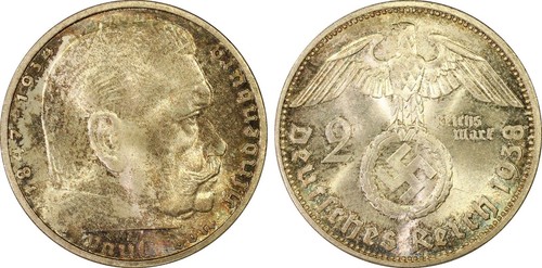*Pop1 None Higher* PCGS MS66 1938-E 2 Reichsmark Hindenburg J-366 ...