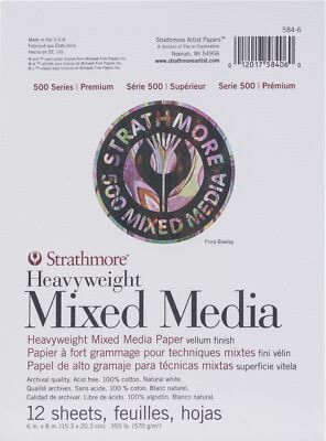 Strathmore 500 Series Heavyweight Mixed Media Pad 6"X8"-12 Sheets (Pack ...