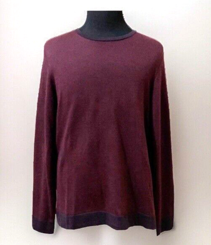Calvin Klein Mens Sweater Merino Wool Italian Yarn Burgundy Crew Neck ...