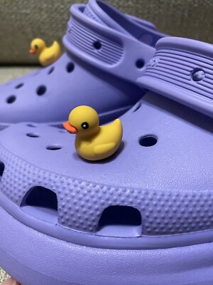 1 set (2pieces) 3D Stand Up Croc style jibbitz shoe charms yellow duck ...