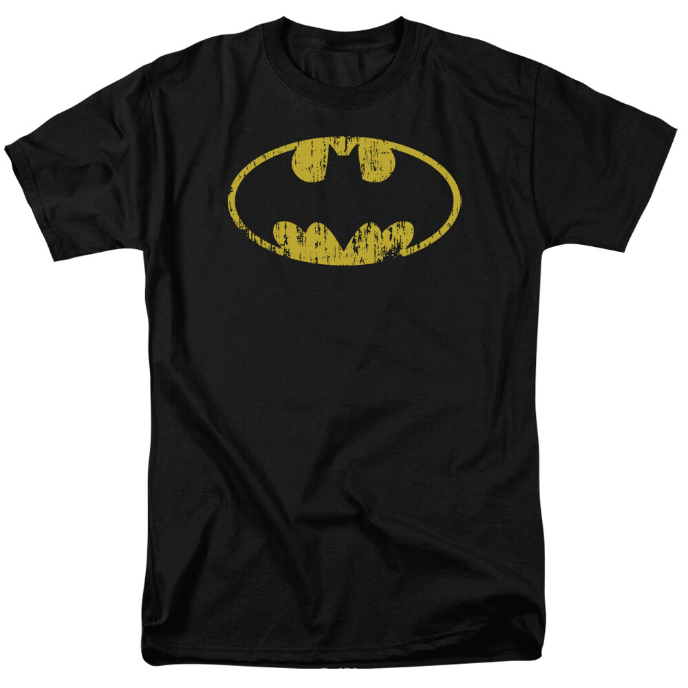 DC Comics Batman Classic Logo Symbol Distressed Licensed Adult T-Shirt ...