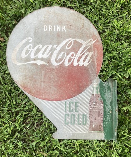 Vintage Original Used Worn Ice Cold Coke Coca Cola Flange Double Sided ...