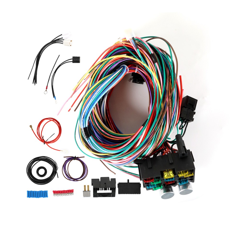 Universal Extra Long Wires 12 Circuit Wiring Harness Kit 10 Fuses | eBay