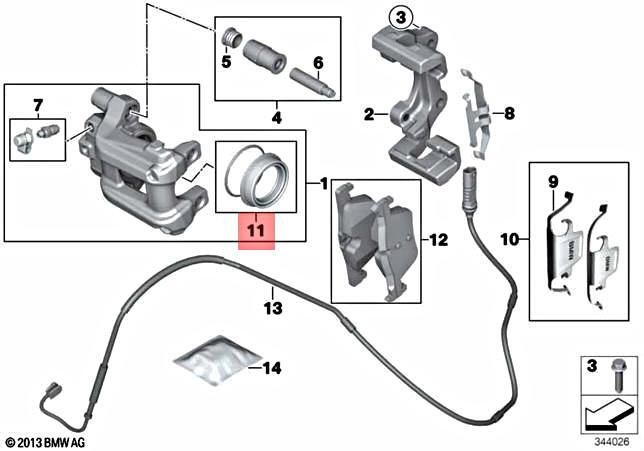 Genuine BMW Hybrid 3 F20 F21 F22 F23 F30 REPAIR SET BRAKE CALIPER ...