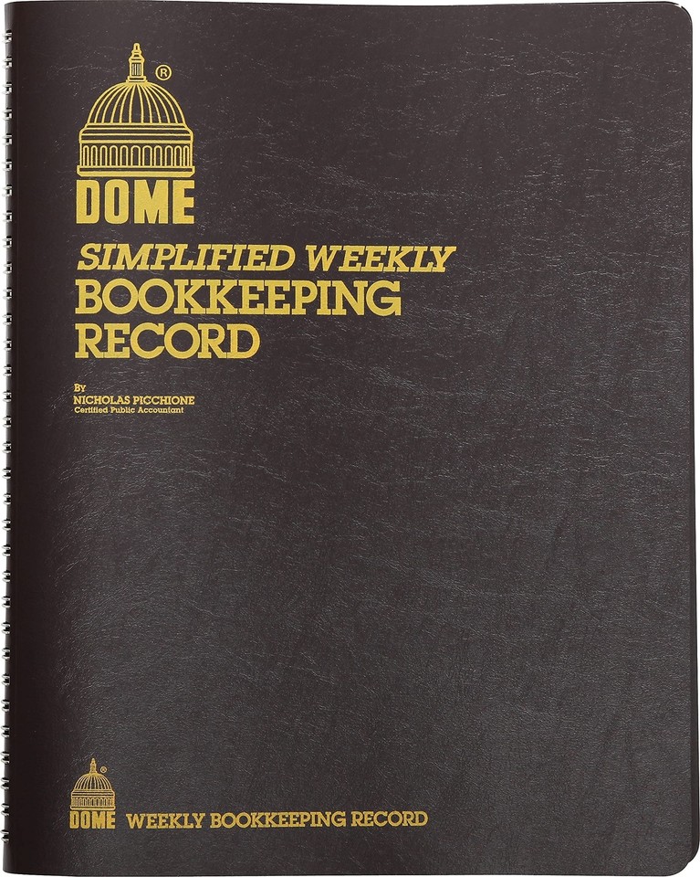 Dome 600 Bookkeeping Record, Brown Vinyl Cover, 128 Pages, 8 1/2 x 11 ...