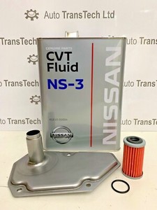 genuine nissan note 1.6 cvt automatic gearbox oil SN-3 fluid and filter ...