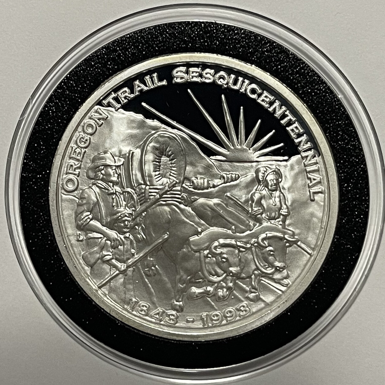 Oregon Trail Sesquicentennial Proof Coin 1 Troy Oz .999 Fine Silver ...