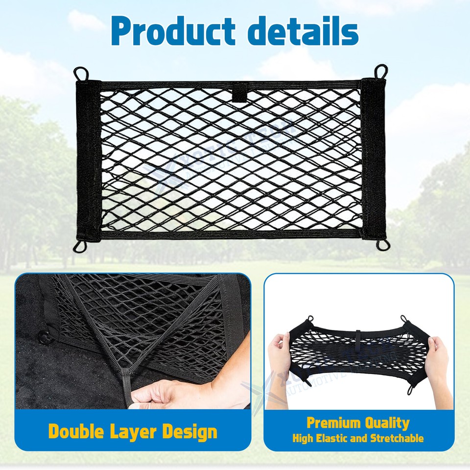 2-Layers Elastic Automotive Rear Cargo Nets Storage Pouch Holder ...