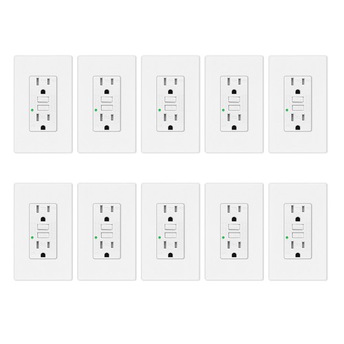 10 Pack GFI GFCI Outlet 15Amp 125-Volt Tamper Resistant Receptacle with ...