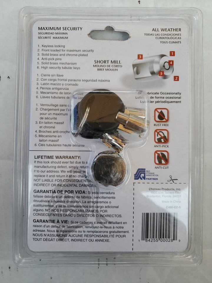 Chateau Keyless Locking C480 EZ S - Storage Cylinder Lock Personal ...