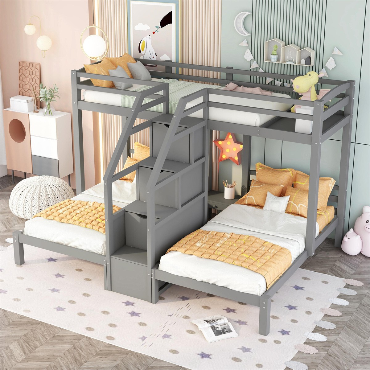 Girl Bunk Bed With Built In Storage Lacy Pink Storage Mid Sleeper Bunk