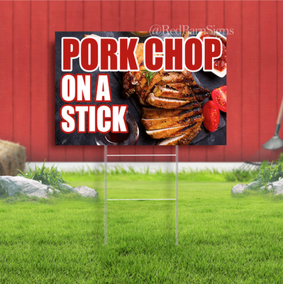 Pork Chop on a stick Indoor Outdoor Yard Sign with metal stakes | eBay