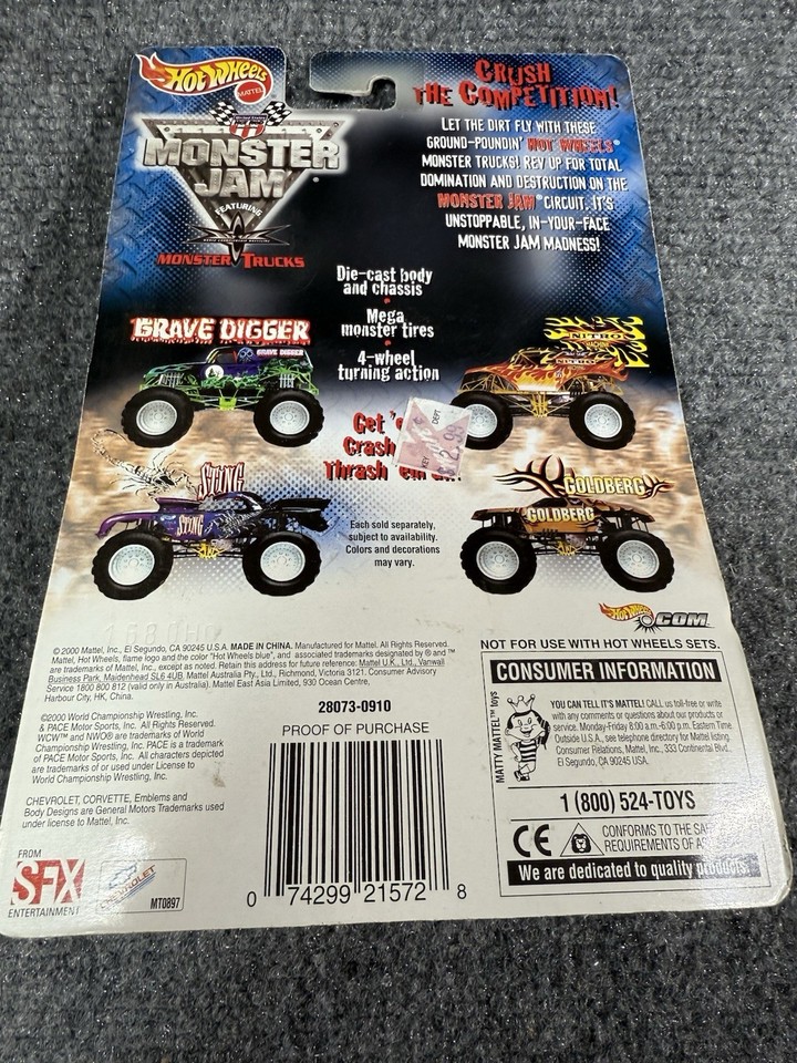 2000 Hot Wheels Monster Jam Original Long Card - WCW Wrestling Nitro ...
