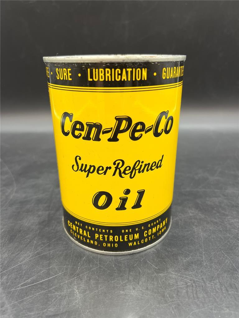 RARE NOS Cen-Pe-Co Oil FULL 1 Qt Super Refined 5W Motor Oil Advertising ...