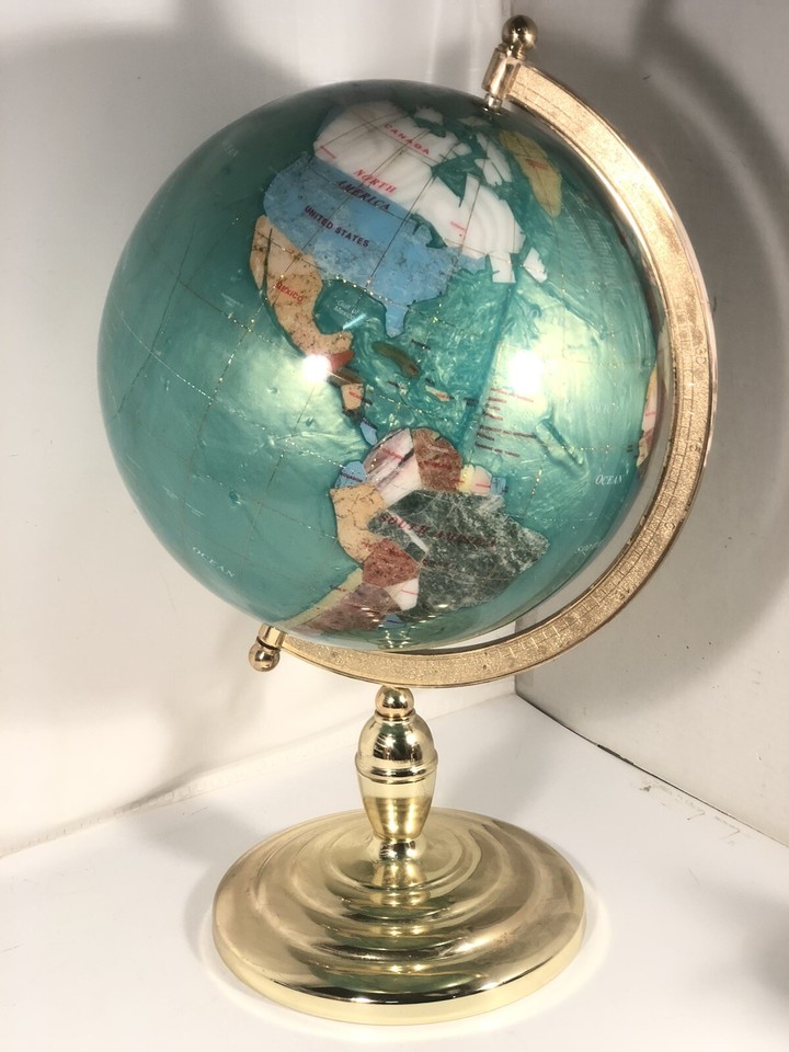 Rare Green Precious Stone 12" Globe Beautiful Desktop Display 22" Tall ...