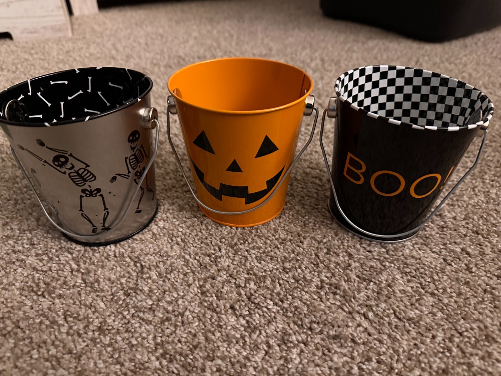 Target Bullseye Playground Halloween metal buckets set of 3 skeleton ...