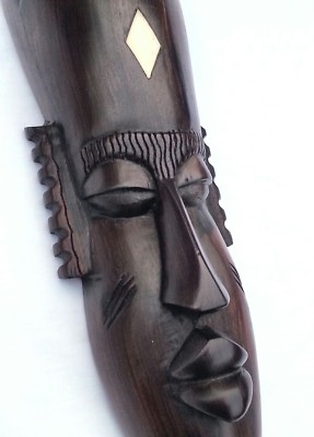 Vintage carved African tribal very heavy ebony wood Devil mask 22 ...