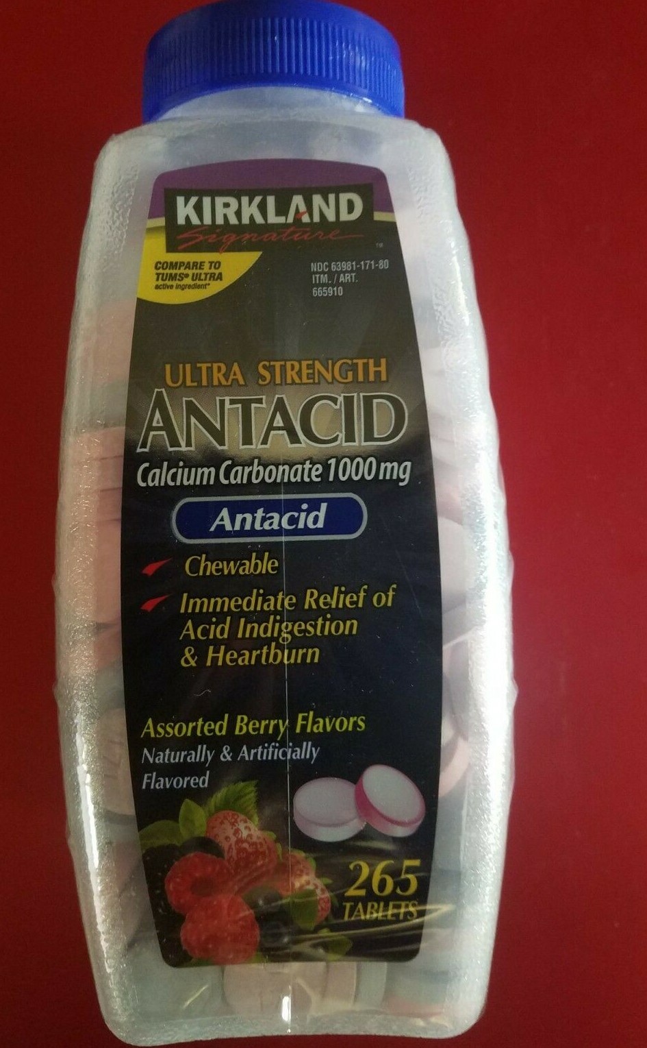 2 PACK KIRKLAND ANTACID ASSORTED BERRY 265 TABLETS ULTRA STRENGHT ...
