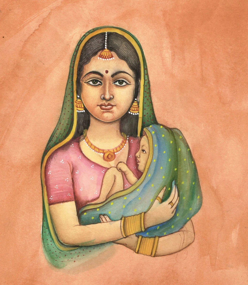 Indian Mother And Child Drawing