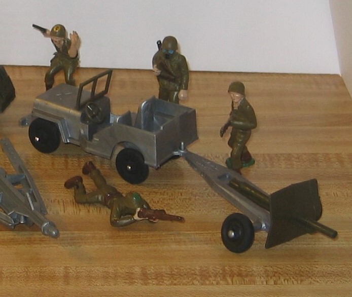 Vintage WW2 US Army Toy Infantry Men w Jeep/Howitzer/Armored Car-1950's ...