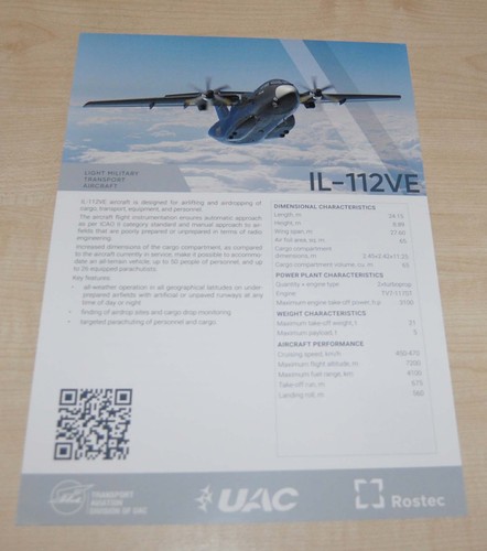 IL-112 Light Transport Aircraft Military Russian Brochure Prospekt ENG ...