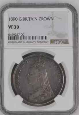 1890 Great Britain CROWN Very Fine Coin NGC Certified VF-30 Queen ...