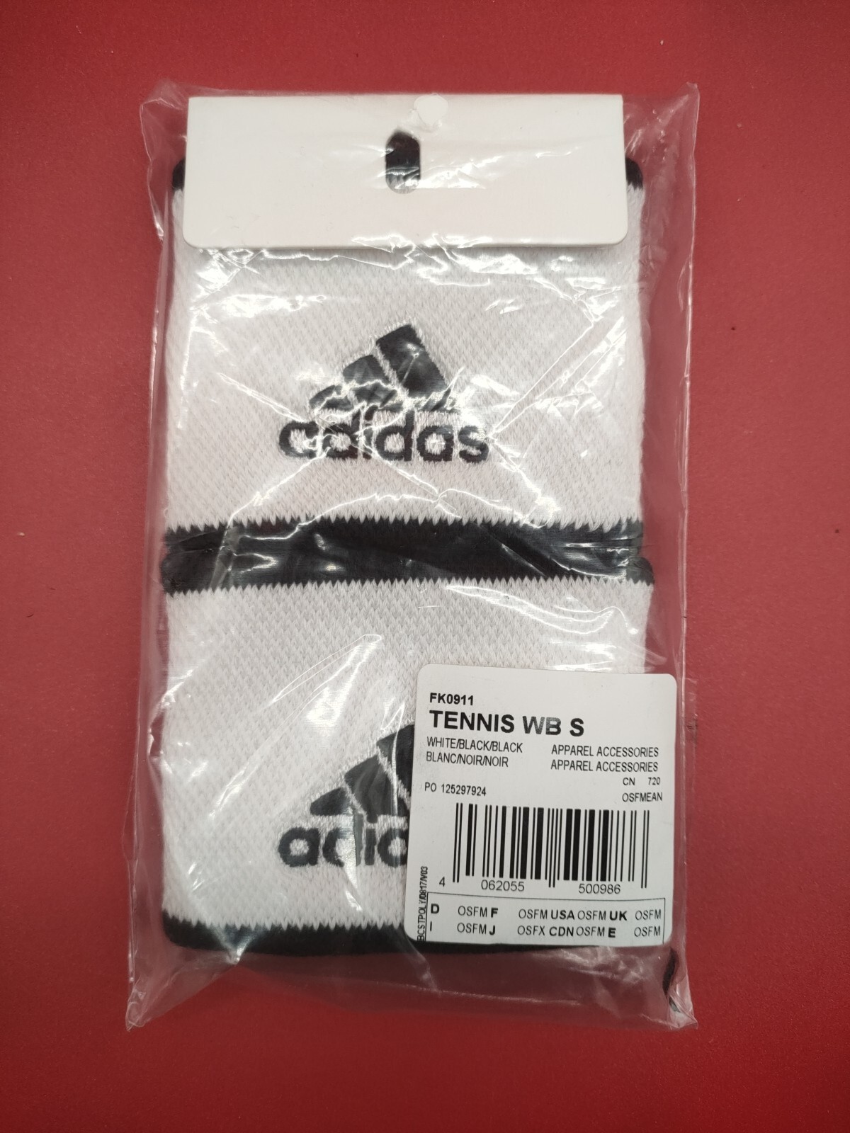 adidas Wrist Sweatbands Tennis Wristbands One Size Adults 1 Pair FK0911 ...