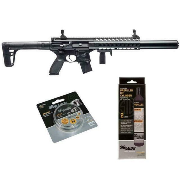 SIG SAUER MCX .177cal Advanced Air Rifle with 90g CO2 cylinder and 500 ...