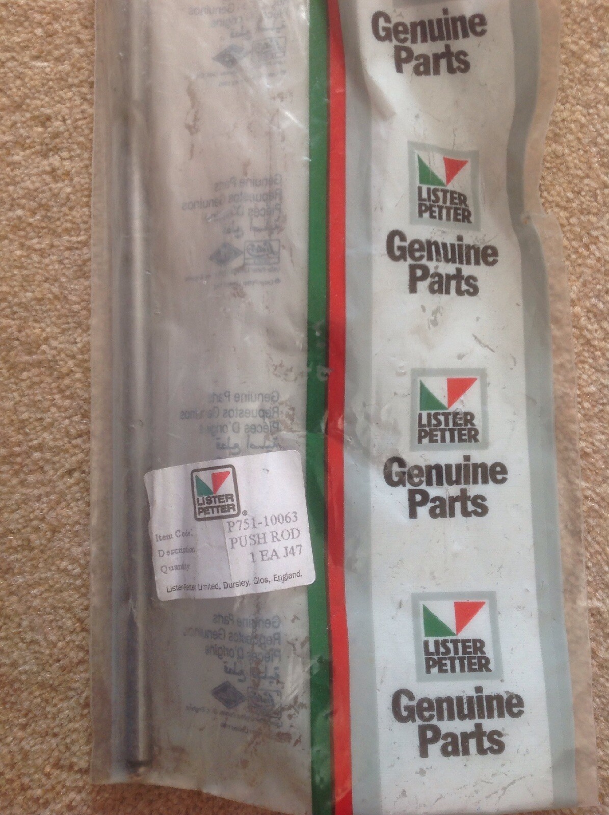 Genuine Lister Petter Push Rod P 751 10063 Packet for sale online | eBay