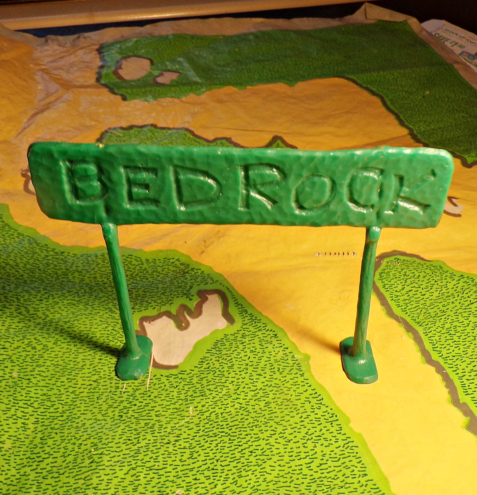 Marx 1961 Flintstones Play Set BEDROCK Sign, Green | eBay