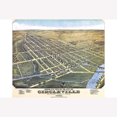 Map of Circleville, Ohio; 1876; Antique Birdseye Map; Custom Printed | eBay