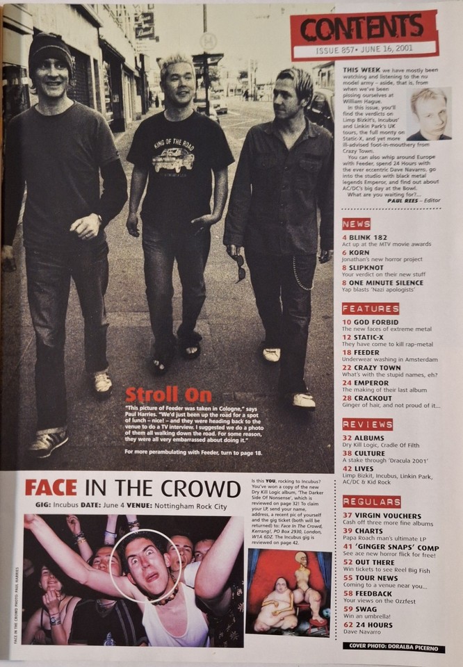 Kerrang (June 16, 2001) Static-X/Emperor/Feeder/Crazy Town/Dave Navarro ...