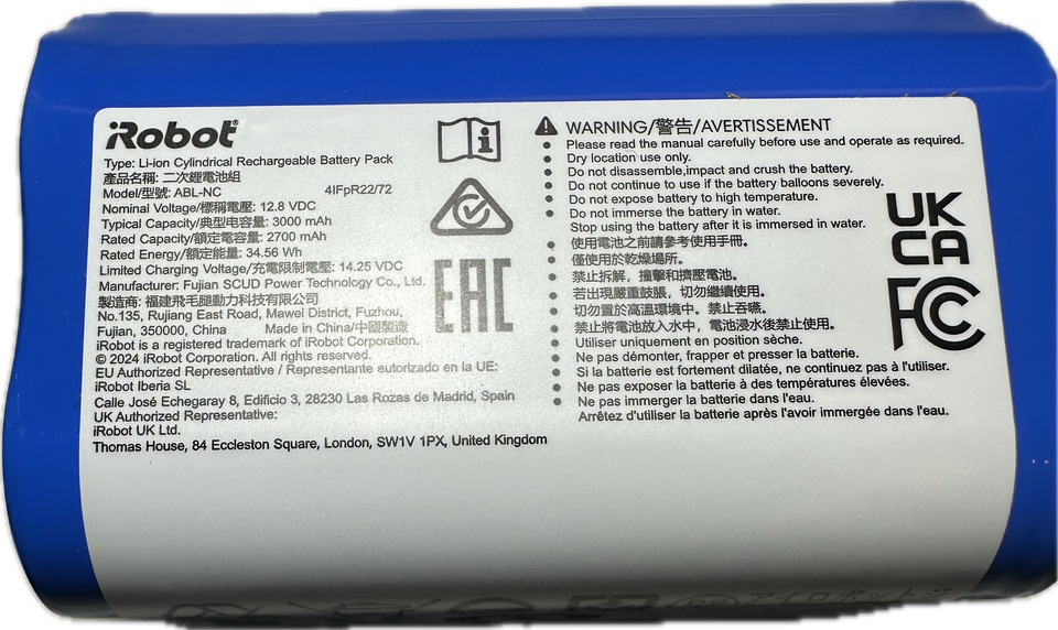 New irobot Roomba 104 105 Battery ABL-NC 3000 mAh Authentic Original ...