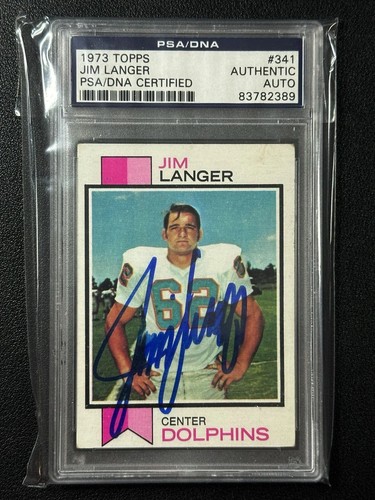 JIM LANGER SIGNED 1973 TOPPS #341 ROOKIE CARD PSA DNA AUTHENTIC ...