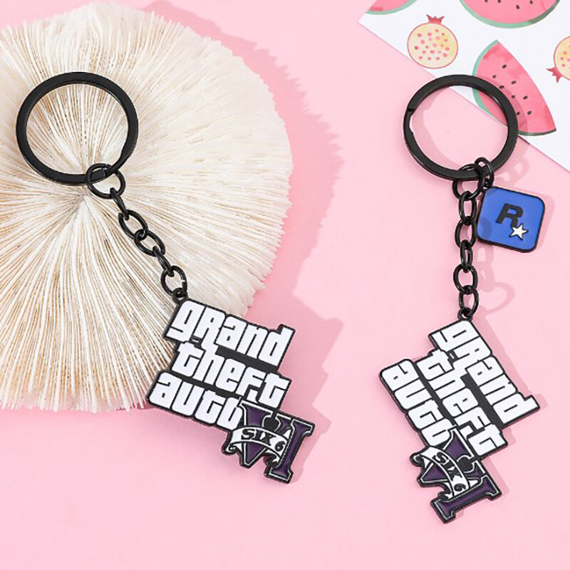 Grand Theft Auto V Keychain Cartoon Letter Metal Badge Pendant Backpack ...