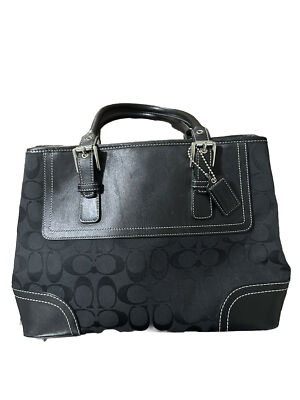 Coach Hamptons Black Signature Jacquard/Leather Satchel No. E0860-11220 ...