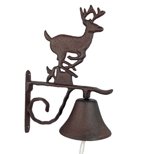 Large Deer Dinner Bell Heavy Duty Cast Iron Antique Brown Finish Cabin ...
