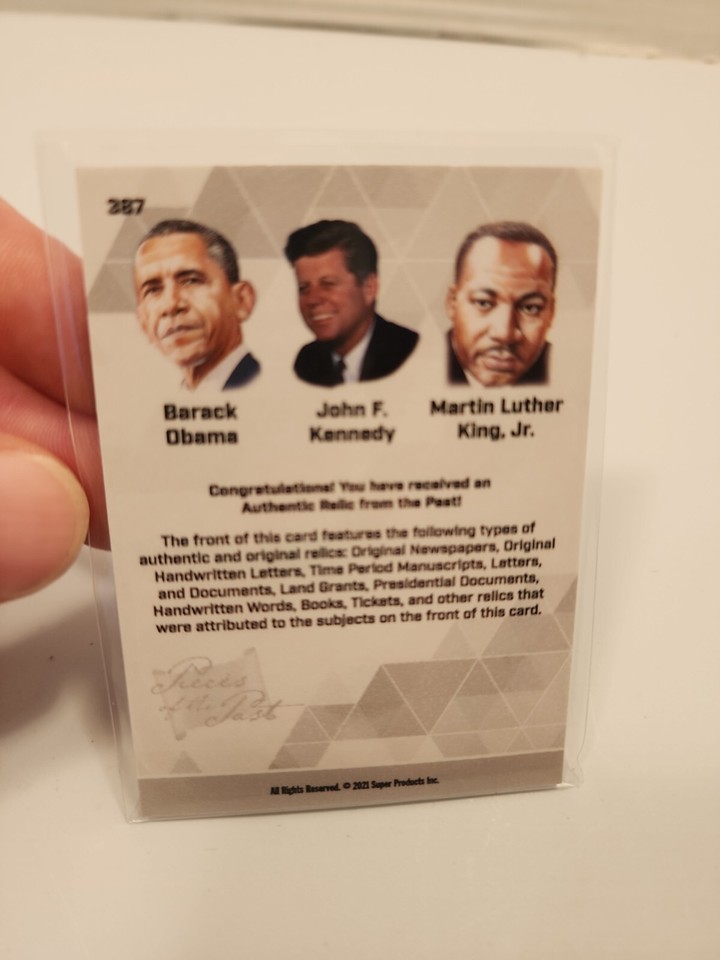 BARACK OBAMA JOHN F KENNEDY MLK KING JR Pieces of the Past TRIPLE Relic ...