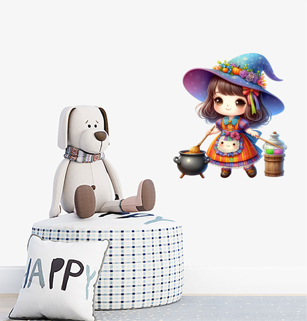 Colour Halloween Witch Chef Kitchen Wall Art Bedroom Nursery Vinyl ...