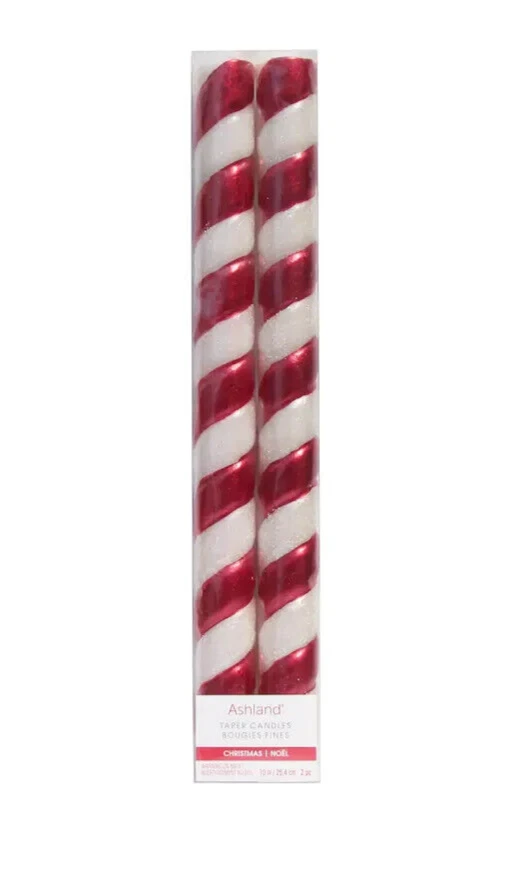 Candy Cane Taper Candles