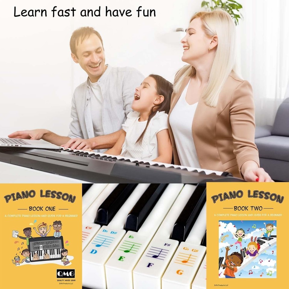 Easy Install Piano Stickers & Color Note Lessons for Kids - Fun Music ...