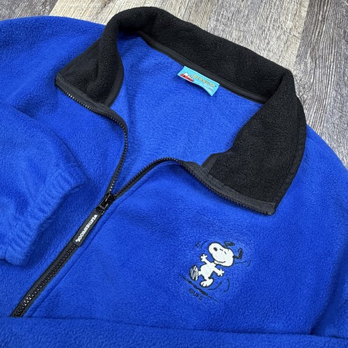 Vintage Peanuts Snoopy Fleece Jacket Men's 2XL Blue Full Zip Pockets ...