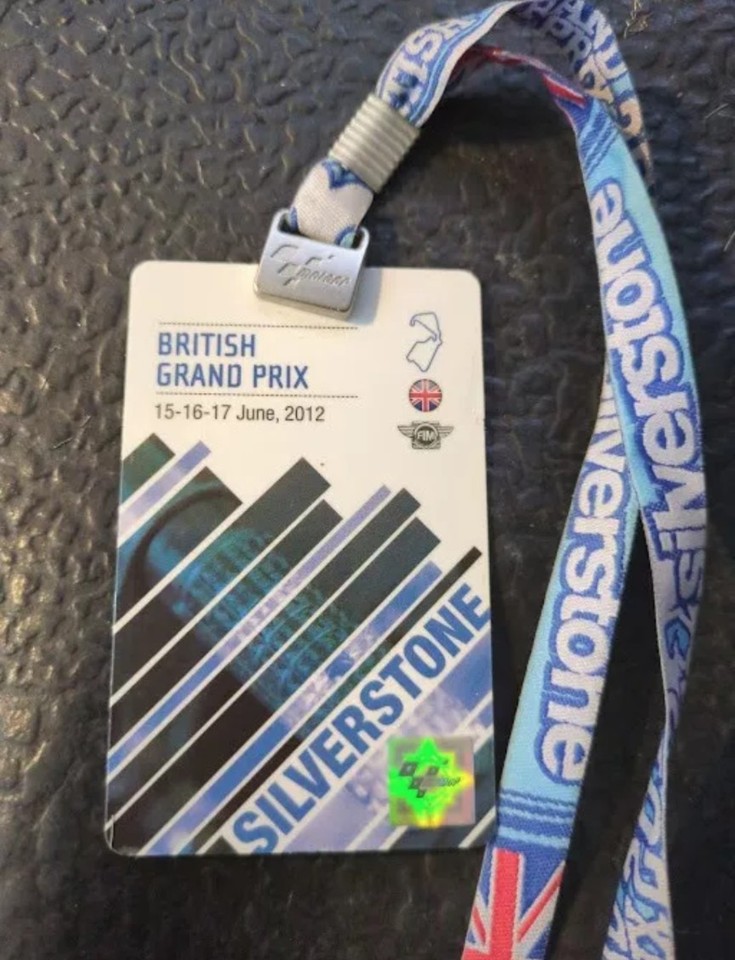 2012 BRITISH GRAND PRIX PASS Silverstone MotoGP - Media Pass Paddock ...