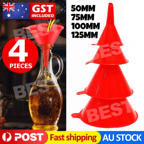 4Pcs Red Medium Liquid Plastic Funnel kitchen Funnel Set Variety Large ...
