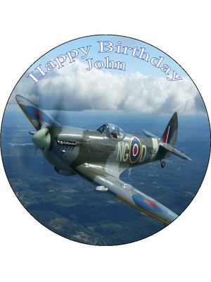 7.5" Spitfire Airplane Personalised Edible PRE CUT ICING Cake Topper ...