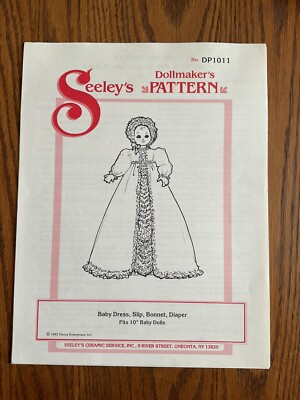 Baby Dress Slip Bonnet Diaper Seeley's Dollmaker's Pattern DP1011 11 ...