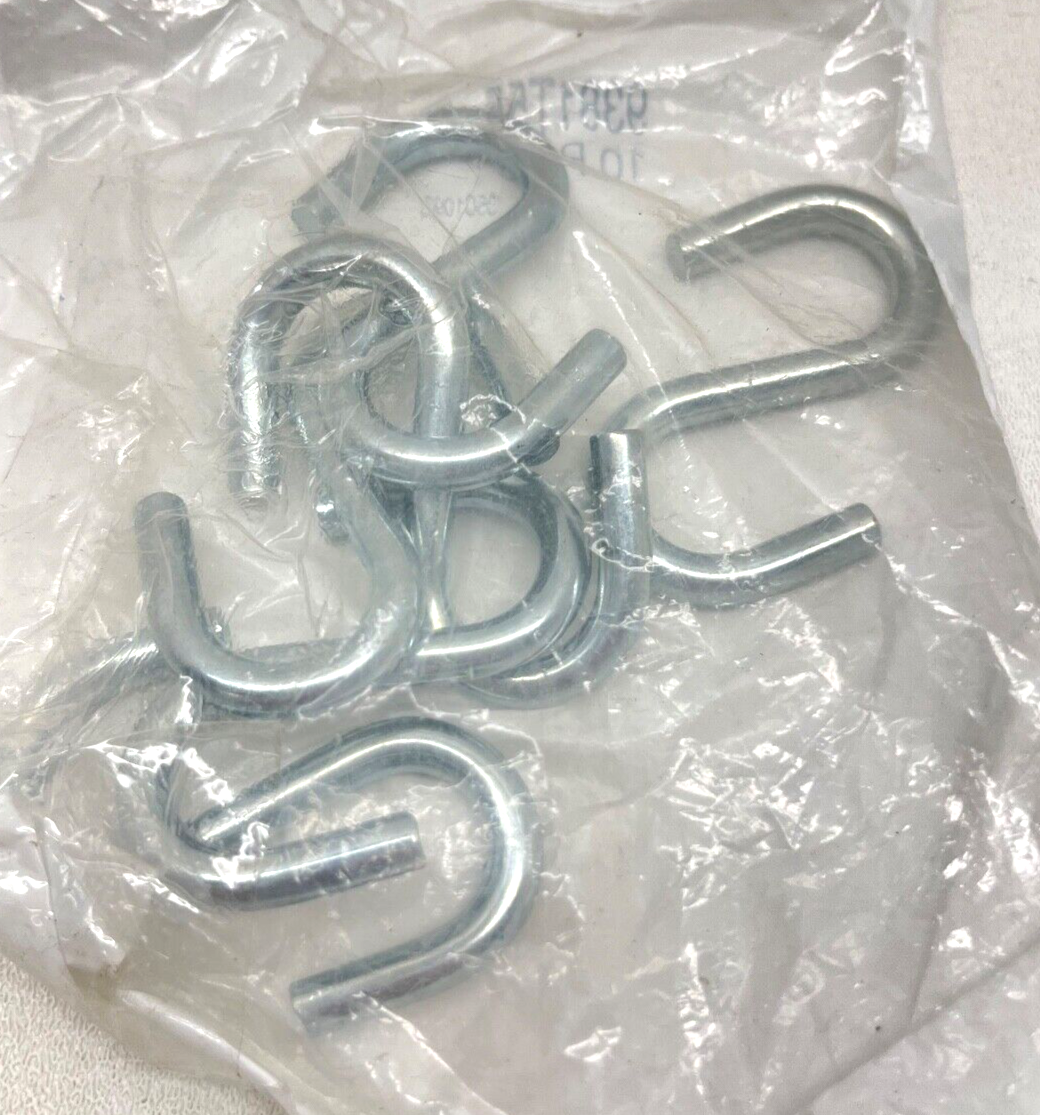QTY 6 MCMASTER 9381T55 2" OPEN END S-HOOK ZINC PLATED STEEL 1/4"X9/16 ...